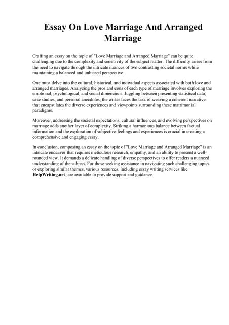 Essay On Arranged Marriage.pdf | Marriage and Civil Unions | Family and ...