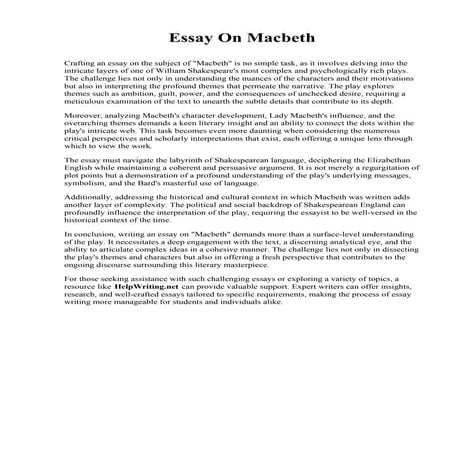 Essay On Macbeth | PDF
