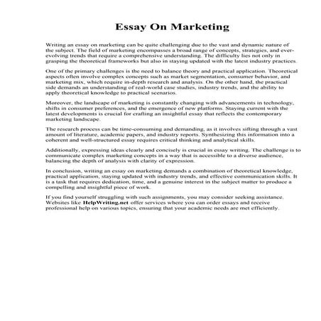 Essay On Marketing.pdf | Marketing and Advertising | Business