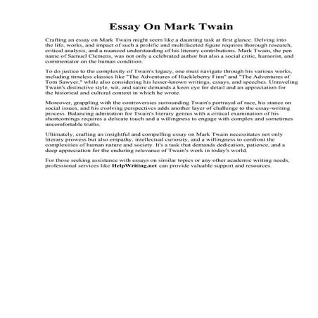 Essay On Mark Twain | PDF