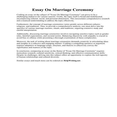 Essay On Marriage Ceremony | PDF