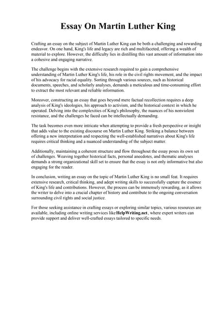 Martin Luther King Jr Essay Topics | PDF