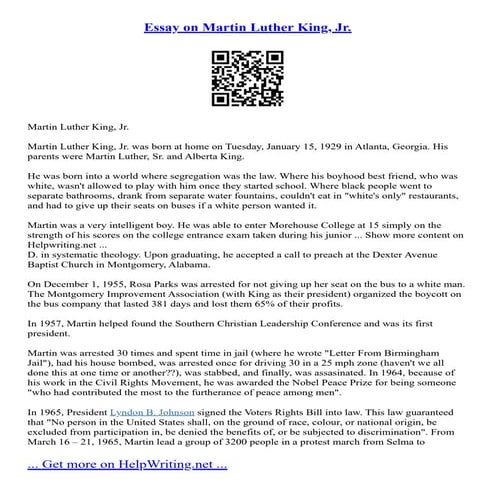 Essay On Martin Luther King, Jr. | PDF