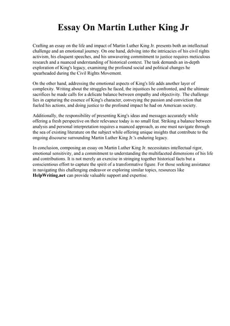 Martin Luther King Jr Conclusion Essay.pdf | Books and Literature
