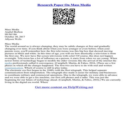 Essay On Mass Media | PDF