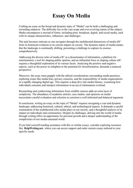 How To Write A Media Analysis Essay | PDF