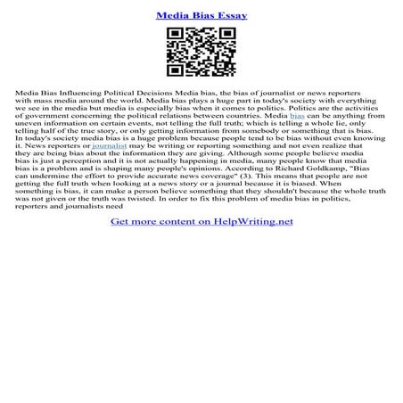 Essay On Media Bias | PDF