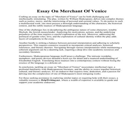 Essay On Merchant Of Venice | PDF