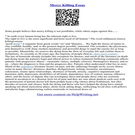 Essay On Mercy Killing | PDF
