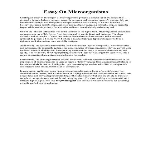 Essay On Microorganisms | PDF