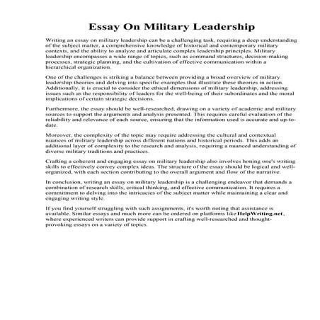 Essay On Military Leadership | PDF