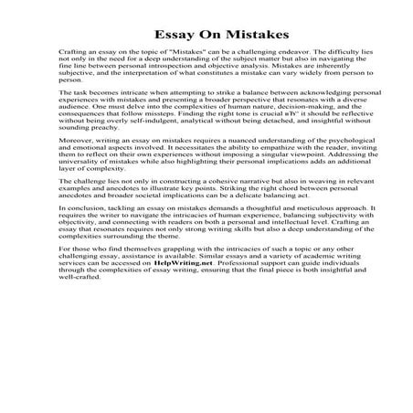 Essay On Mistakes. 6 Literary Essay Writing Mistakes You Should Avoid ...