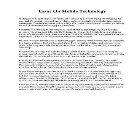 Essay On Mobile Technology. James Madison University | PDF