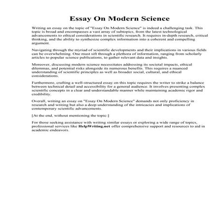 Essay On Modern Science. Science and Art Essay Science Truth Free 30 ...