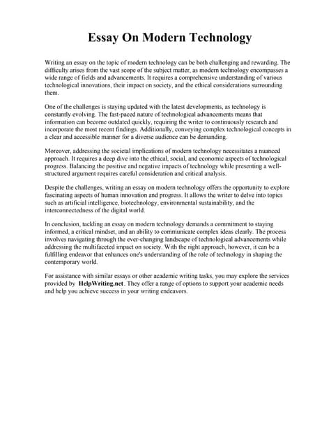 Essay Modern Technology.pdf | Technology & Computing