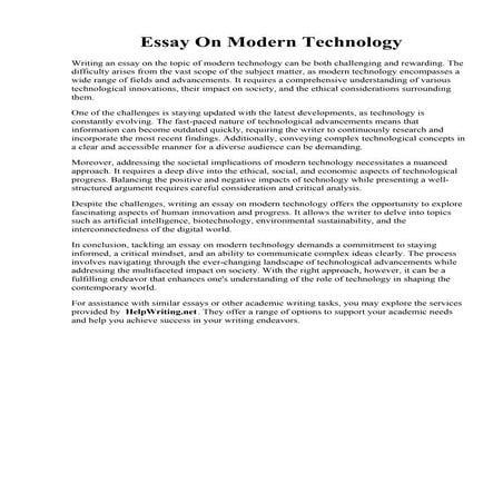 Essay On Modern Technology. pros and cons of modern technology essay ...