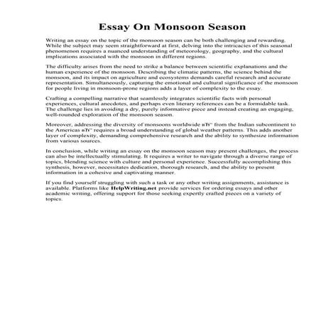 Essay On Monsoon Season | PDF