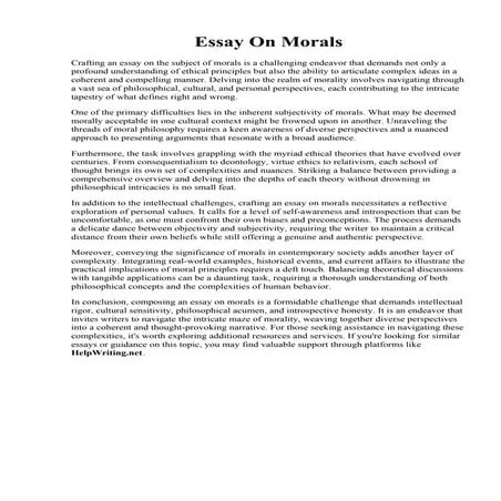 Essay On Morals | PDF