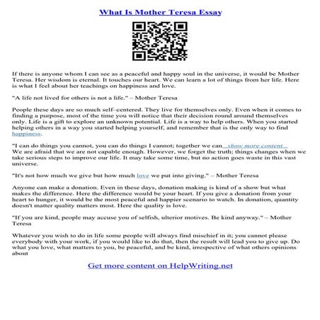 Essay On Mother Teresa | PDF