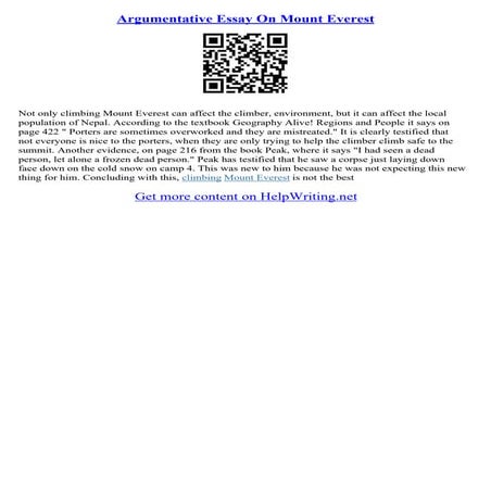 Essay On Mount Everest | PDF
