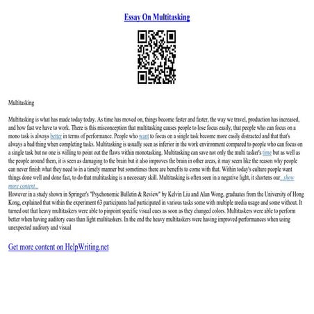 Essay On Multitasking | PPT