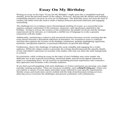 Essay On My Birthday. . Unexpected Birthday Surprise Essay ...