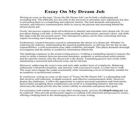 Essay On My Dream Job. My dream job essay writing | PDF