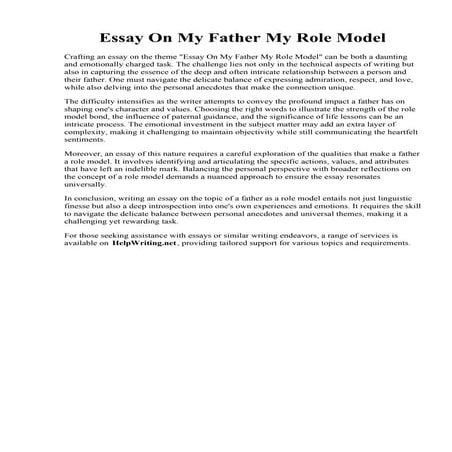 Essay On My Father My Role Model. My dad my role model. My Role Model ...