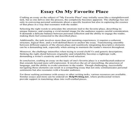 Essay On My Favorite Place. My favourite place essay writing. Writing A Descriptive Essay On My ...