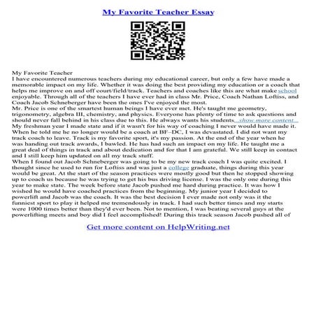 Essay On My Favorite Teacher | PDF