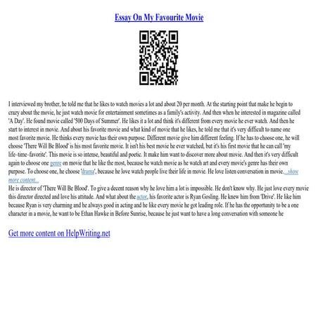 Essay On My Favourite Movie | PPT