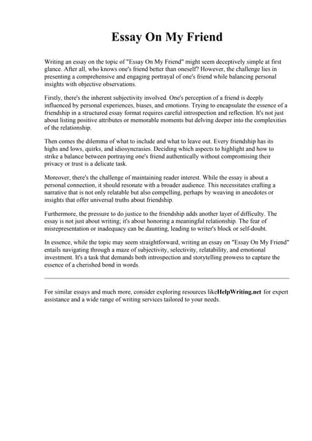 Essay My Best Friend | PDF