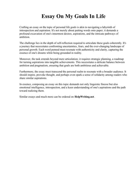 Personal Goal Essay. Saint Augustine's College | PDF