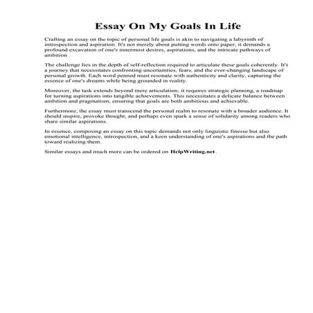 Essay On My Goals In Life | PDF