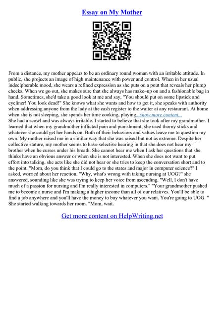 Essay On The Mother | PDF | Family and Relationships