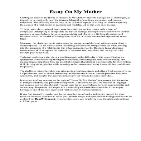 Essay On My Mother | PDF