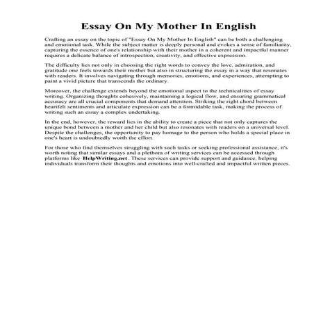 Essay On My Mother In English | PDF