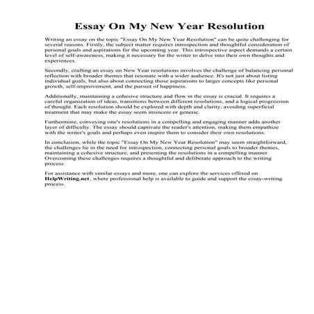 Essay On My New Year Resolution | PDF | Homework and Study | Education