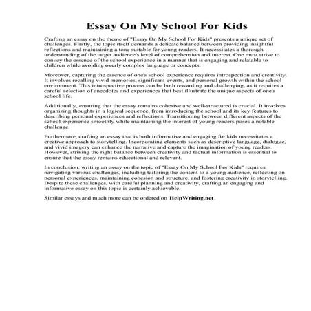 Essay On My School For Kids. Our School Essay In English For Kids ...