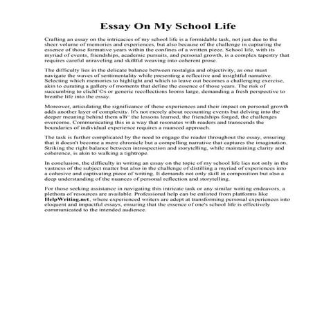 Essay On My School Life | PDF