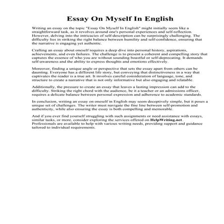 Essay On Myself In English. About Myself Myself essay in English / Self Introduction ... | PDF