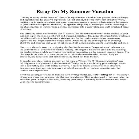 Essay On My Summer Vacation | PDF