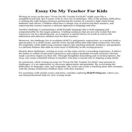 Essay On My Teacher For Kids.pdfEssay On My Teacher For Kids. Essay on ...