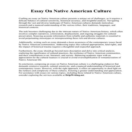 Essay On Native American Culture. Oregon Institute of Technology | PDF ...