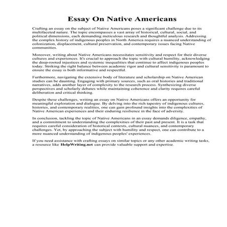 Essay On Native Americans | PDF