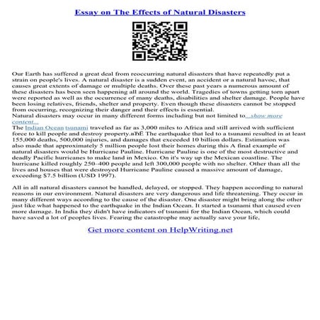 Essay On Natural Disasters | PDF