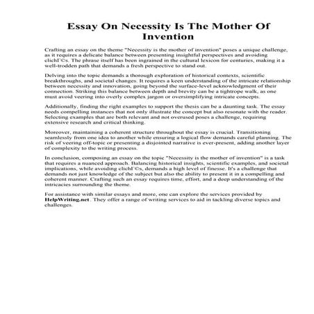 Essay On Necessity Is The Mother Of Invention.pdf