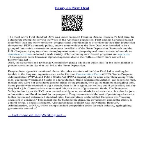 Essay On New Deal | PDF