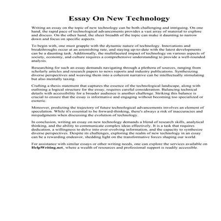 Essay On New Technology | PDF | Business and Finance