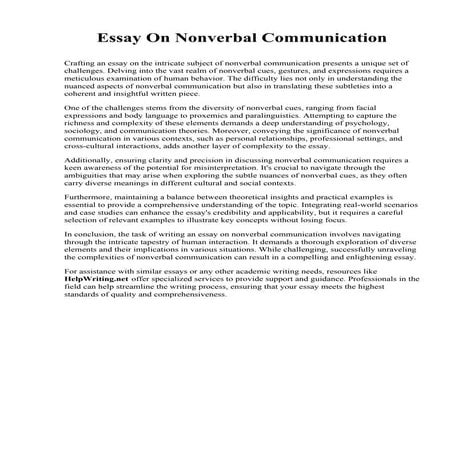 Essay On Nonverbal Communication. West Kentucky Community and Technical ...